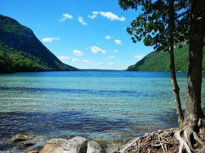 Lake Willoughby: Crystal-clear waters nestled between dramatic cliffs. Norway called, it wants its fjord back.