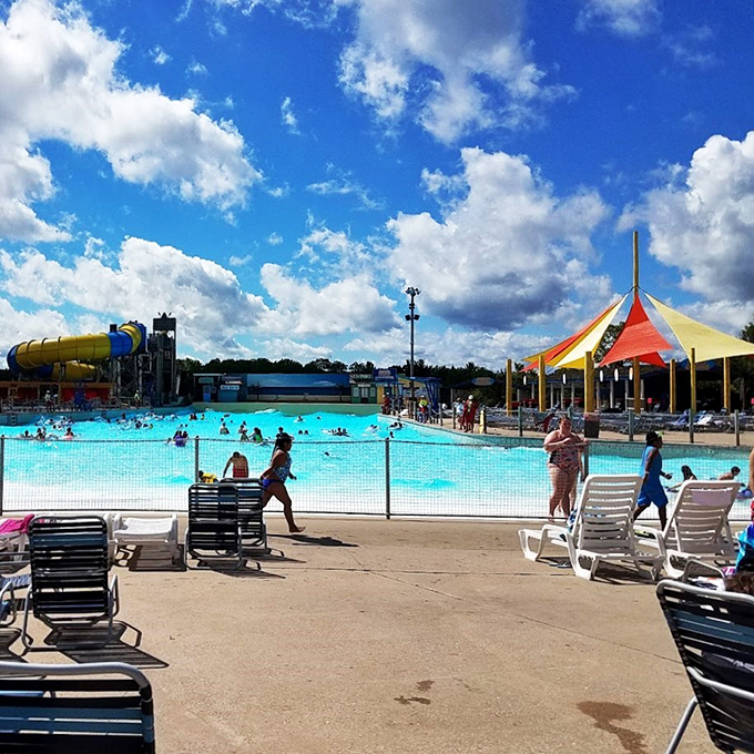 Twisting waterslides in every color of the rainbow create a kaleidoscope of aquatic adventure possibilities.