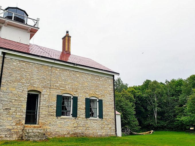 Pottawatomie Lighthouse: Wisconsin's oldest light, guiding ships and history buffs since 1836. Ferry ride included, time travel optional. 