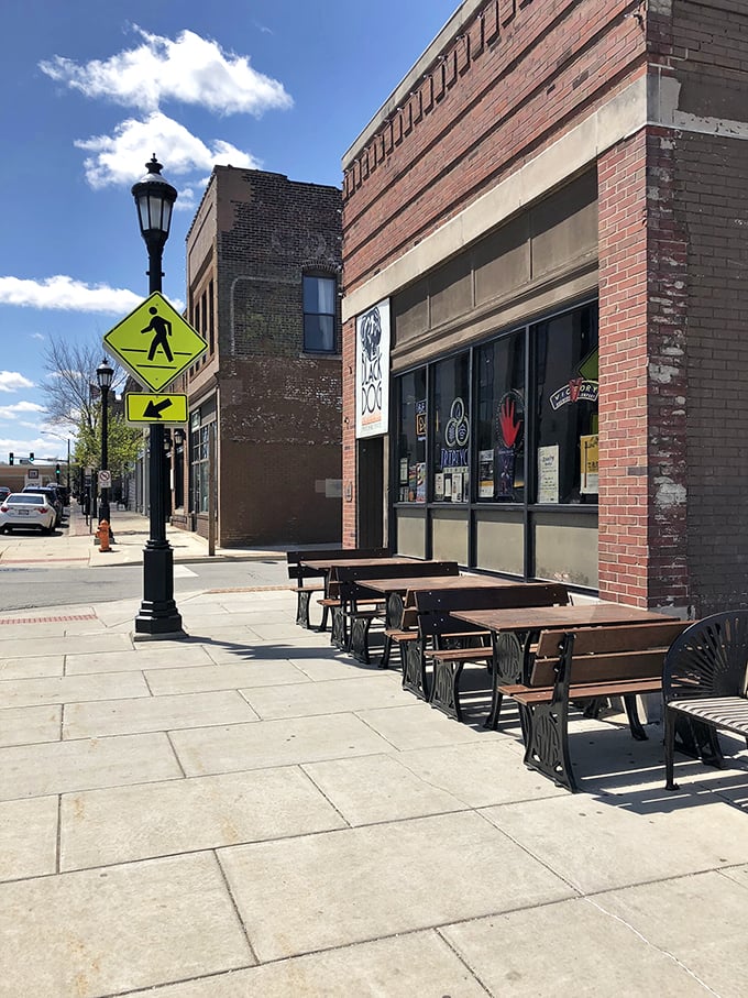 Where beer meets barbecue! Black Dog's street-side seating is perfect for people-watching with a side of brisket.