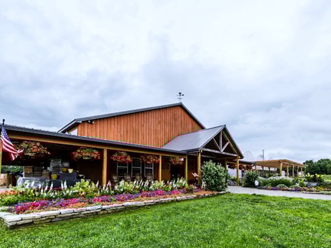 Rustic charm meets floral extravaganza. If Norman Rockwell painted selfie backgrounds, this would be his masterpiece.