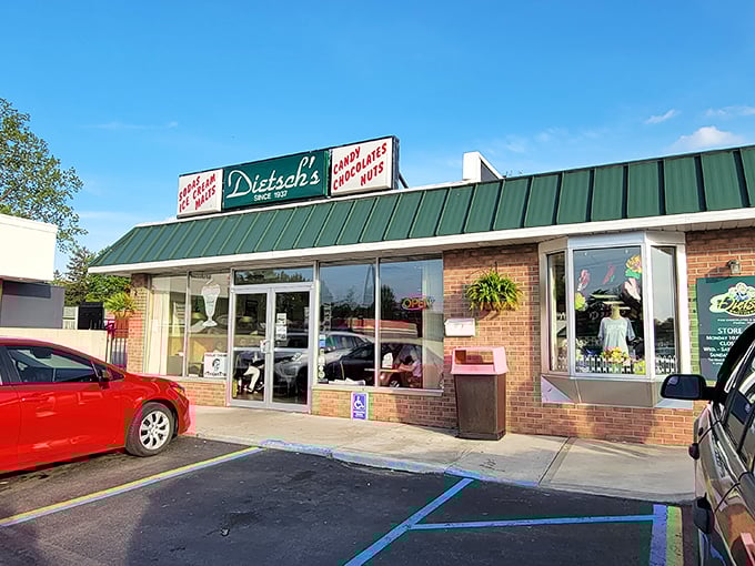 That ice cream cone sign isn't just cute, it's a siren call to your taste buds. Resistance is futile, but oh so delicious!