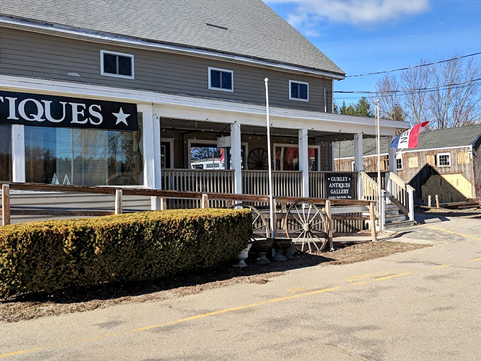 White picket fence of antiquing dreams! Gurley's charming facade promises a genteel journey through time.