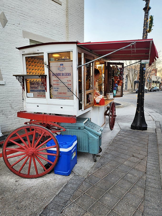 Simplicity on wheels! This little red wagon proves you don't need bells and whistles when you've got perfectly grilled patties.