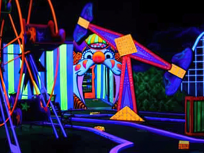 Step right up to the carnival that never left town! Rocky's Fun House is like being inside a lava lamp, but with better air conditioning. Photo credit: Fun with Rocky
