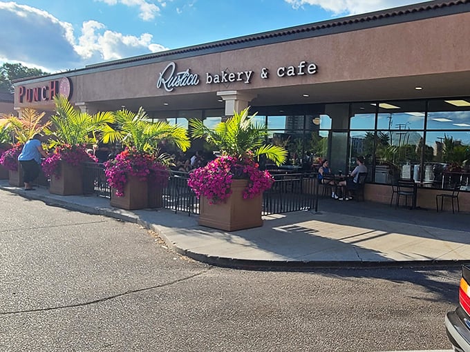 Rustica's outdoor seating is perfect for people-watching while inhaling pastries. It's like a Parisian caf&eacute;, but with more Vikings fans. Photo credit: Trypp Adams