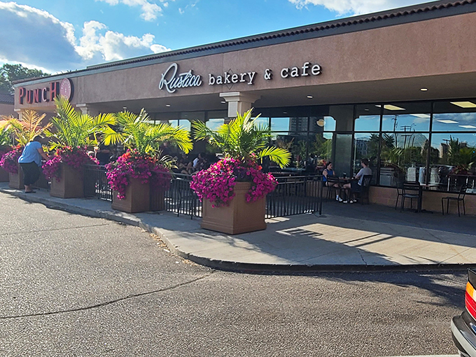 Rustica's outdoor seating is perfect for people-watching while inhaling pastries. It's like a Parisian caf&eacute;, but with more Vikings fans. Photo credit: Trypp Adams