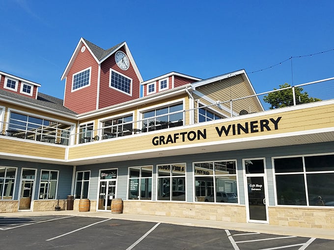 A storybook setting for grown-up tastes. This cheery yellow building houses liquid treasures that rival the Mississippi's mighty flow.