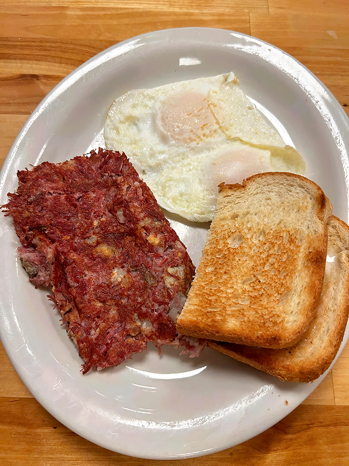 The holy trinity of breakfast: Corned beef hash, eggs, and toast&mdash;a combo that puts the 'comfort' in comfort food.