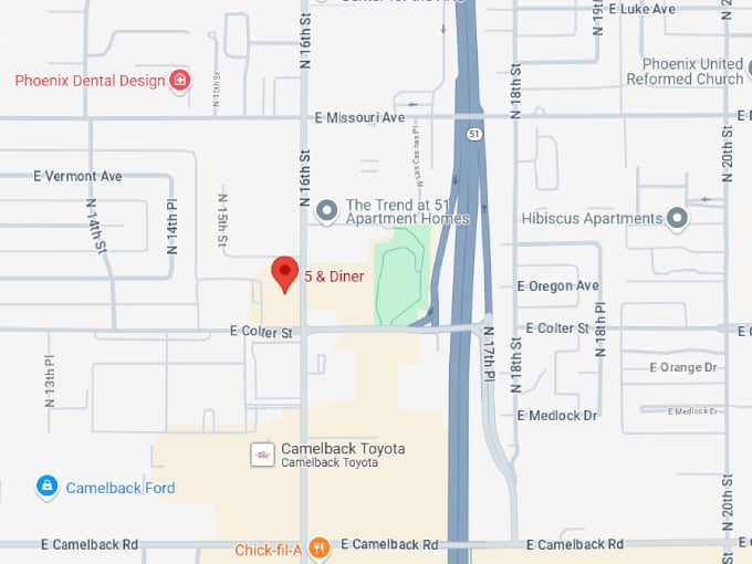 5 & diner map