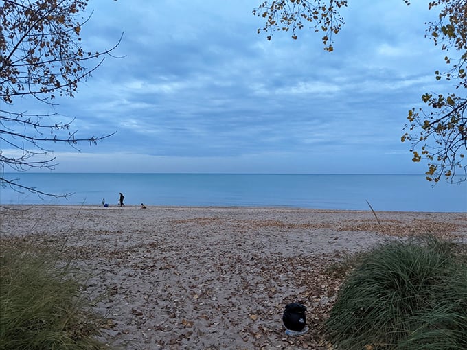 Moody blues and sandy shoes: Even on overcast days, Gillson Beach proves that Lake Michigan can rival any ocean view.