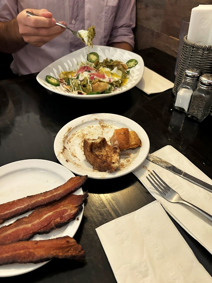 A breakfast bowl that's a flavor fiesta, with bacon on the side playing the role of delicious backup dancer.