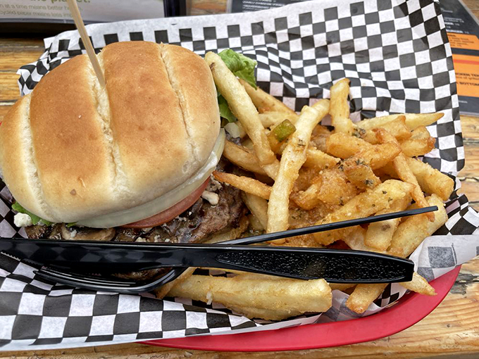 Burger paradise found! This towering masterpiece could make even the Jolly Green Giant feel inadequate. Photo credit: Sean K.