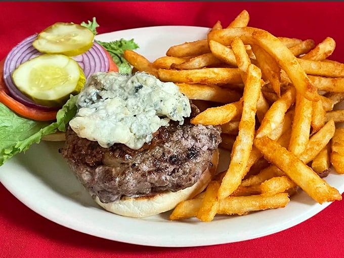 The Bayley Bleu Burger: Where beef meets blue cheese in a flavor explosion that'll make your taste buds do the cha-cha.
