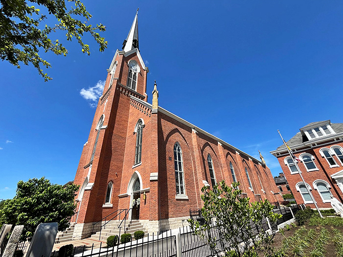 Holy schnitzel! This church isn't just reaching for the heavens; it's bringing a slice of old-world grandeur to the heart of Ohio.