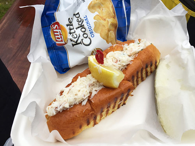 The perfect duo! This crab roll and chips combo is the Batman and Robin of seaside snacks &ndash; a dynamic duo that fights hunger crime.