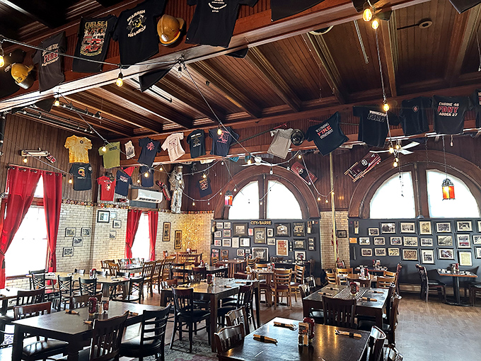 Forget the firetruck, I want to park myself right here! It's like dining in a time capsule, but with better food and no stale air.