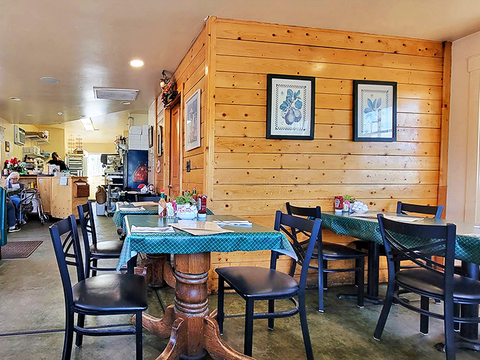 Rustic charm meets pie paradise. With its wooden walls and homey decor, Berry's dining area feels like your favorite aunt's kitchen &ndash; if she were a master pie baker. Photo credit: Johnathan Covey II