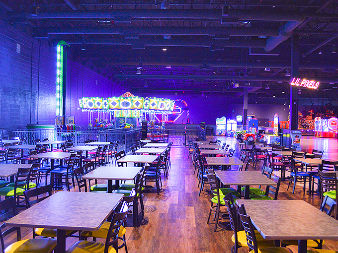 Dine and play in style! This area's got more lights than Times Square and twice the excitement. Photo credit: Jake's Unlimited