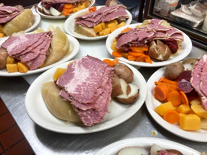 Behold, the corned beef cornucopia! These heaping plates are a testament to the Blue Benn's commitment to the "go big or go home" philosophy.