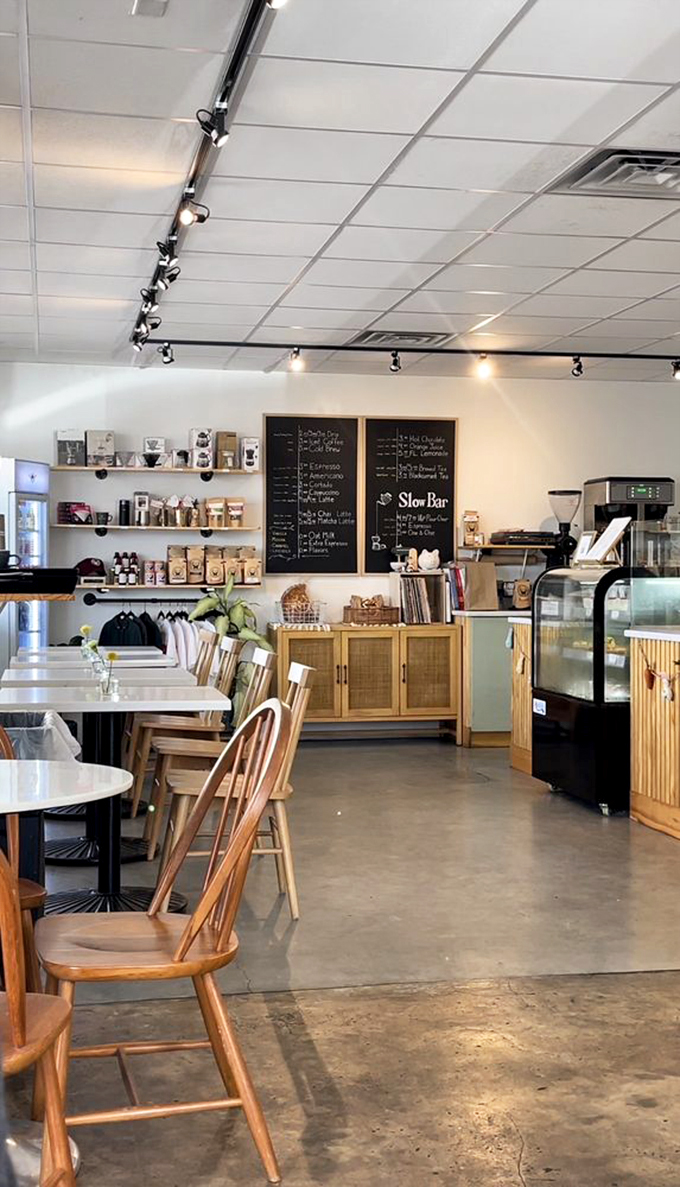 Clean lines, warm woods, and industrial touches create a space that feels like Scandinavian design meets Southern hospitality.