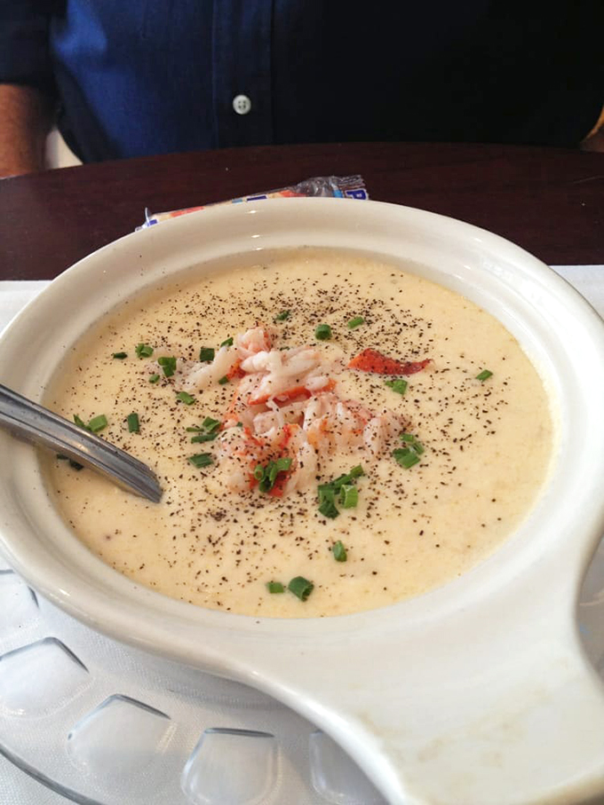 A sprinkle of fresh herbs and a generous portion of lobster make this chowder a work of art you can eat. Photo credit: Linda B.