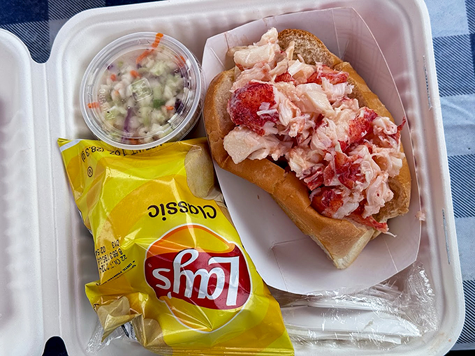 A proper Maine lobster roll: sweet meat piled high on a buttery bun, with just enough mayo to make it dance. Photo credit: Paul Leoni