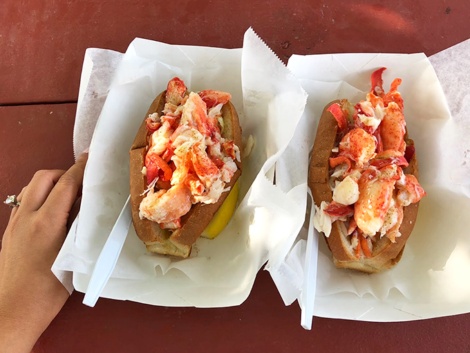 Twin treasures: Two generously packed lobster rolls that make you wonder if you should share... (spoiler alert: you shouldn't). Photo credit: Thao Nguyen