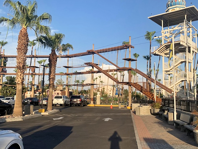 Indiana Jones meets Six Flags! This ropes course challenges adventurers to navigate the skies while palm trees sway below.