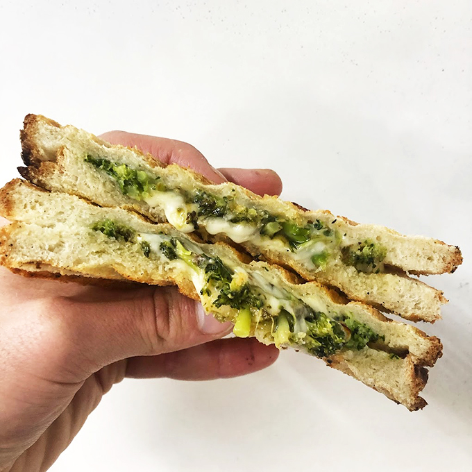 Broccoli and cheese become best friends in this grilled masterpiece, proving vegetables can party too. Photo credit: Cheese Louise Portland