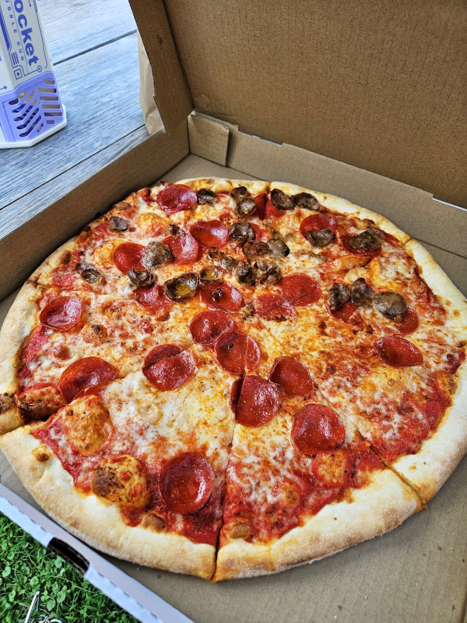 A classic pepperoni and mushroom pie that proves sometimes the simplest combinations make the most memorable meals.
