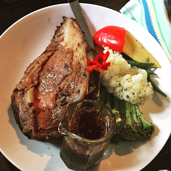 A perfectly cooked prime rib that's so tender, your knife might feel unemployed. Those grill marks tell quite a story.