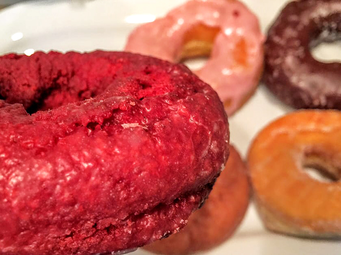 Behold, the ruby of the pastry world! This red velvet donut is so vibrant, it might just outshine your favorite lipstick.