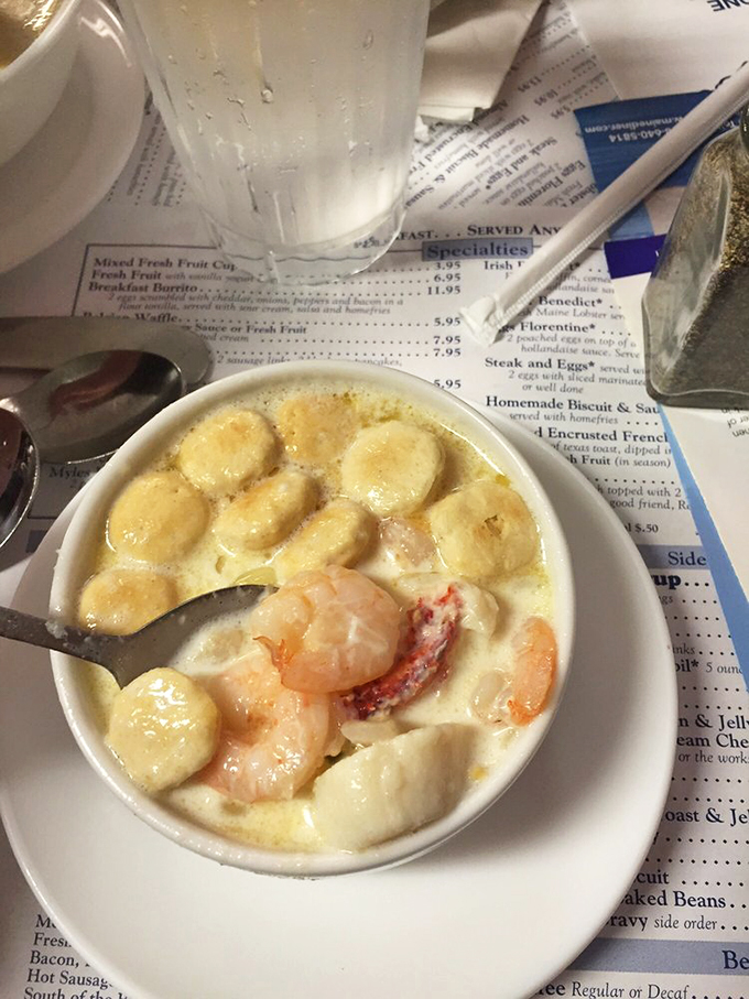 Seafood chowder so loaded with treasures from the sea, you'll need a map to navigate through all the deliciousness.
