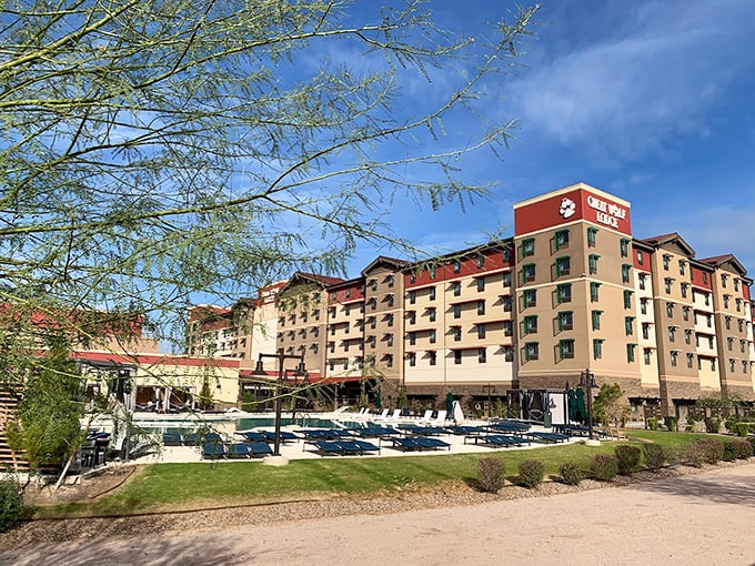 Poolside paradise meets desert drama. Here, you can lounge like a lizard without the scorching sand between your toes. Photo credit: Justin Lanier