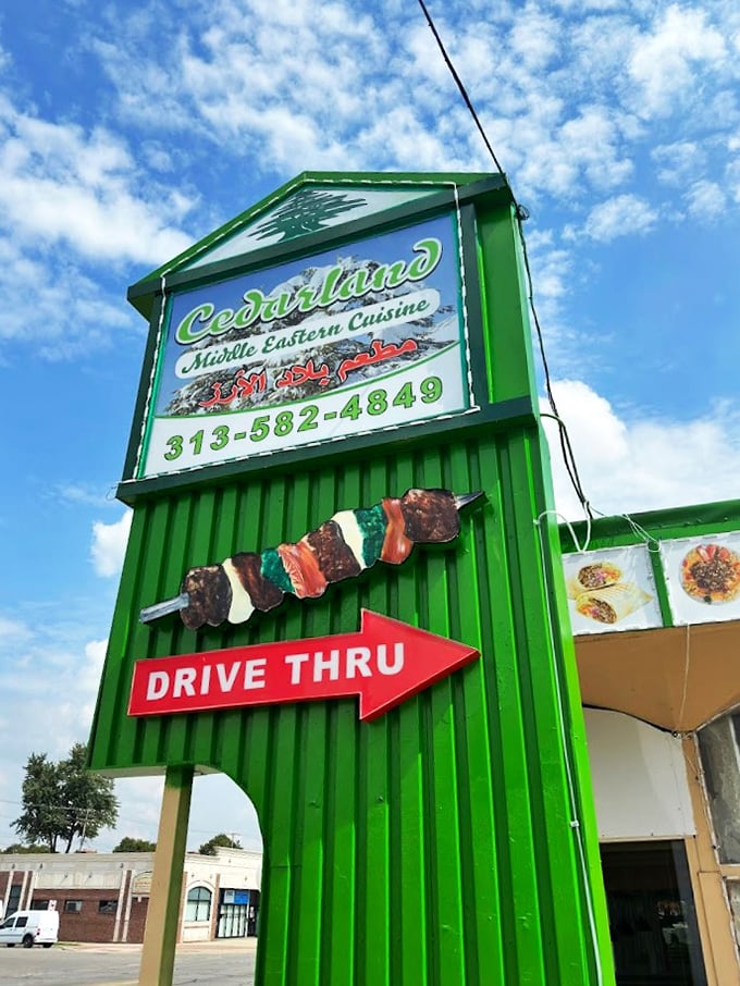 That giant kebab on the sign isn't just decoration&mdash;it's a promise of good things to come.