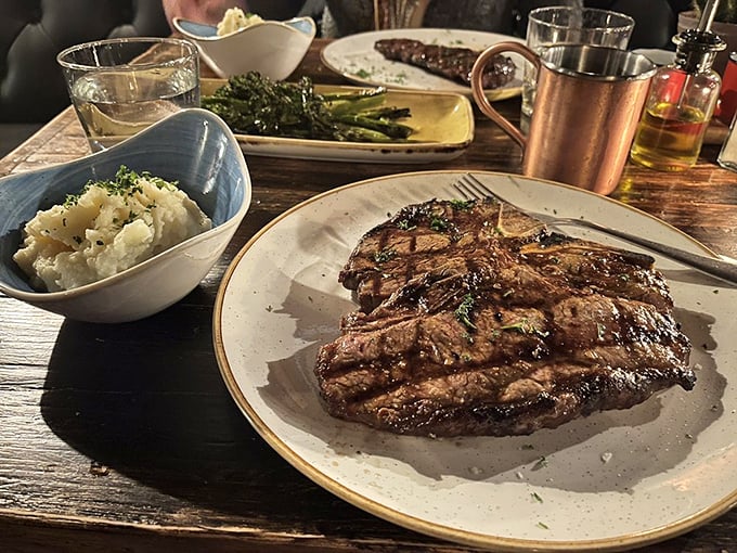 This isn't just any steak - it's a masterpiece of marbling, perfectly charred and paired with creamy mashed potatoes. Photo credit: Daniel R.