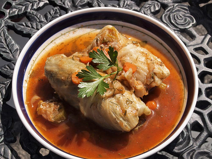 Swimming in a sea of tomato-based bliss, these golabki are the comfort food equivalent of a warm hug from a burly Polish lumberjack.