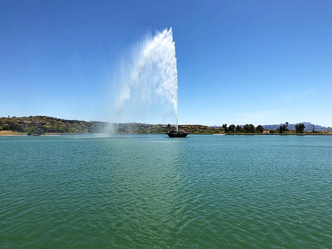 Rising like a liquid exclamation point, the fountain commands attention against the backdrop of Arizona's crystal-clear skies.