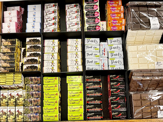 A chocolate lover's dream or a dentist's nightmare? Either way, these shelves are stocked with more temptation than a Las Vegas buffet.