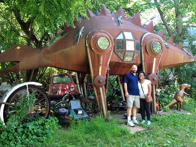 Step right up to the Stegosaurus Selfie Station! This metal dino proves that extinct doesn't mean boring when it comes to yard art.