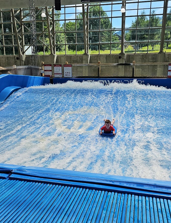 Who needs the ocean? This indoor surfing simulator lets you practice your hang ten while spectators stay comfortably dry.