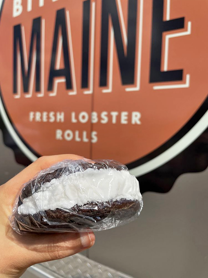 Wrapped like a precious gift, this whoopie pie promises sweet memories against the iconic Bite Into Maine logo. Photo credit: Elizabeth H.