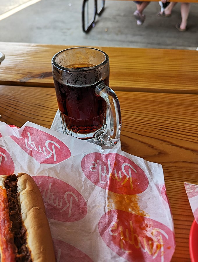 A frosty mug of happiness, with a side of memories. Rudy's root beer is so good, it might just make you break into spontaneous sock-hop dancing.
