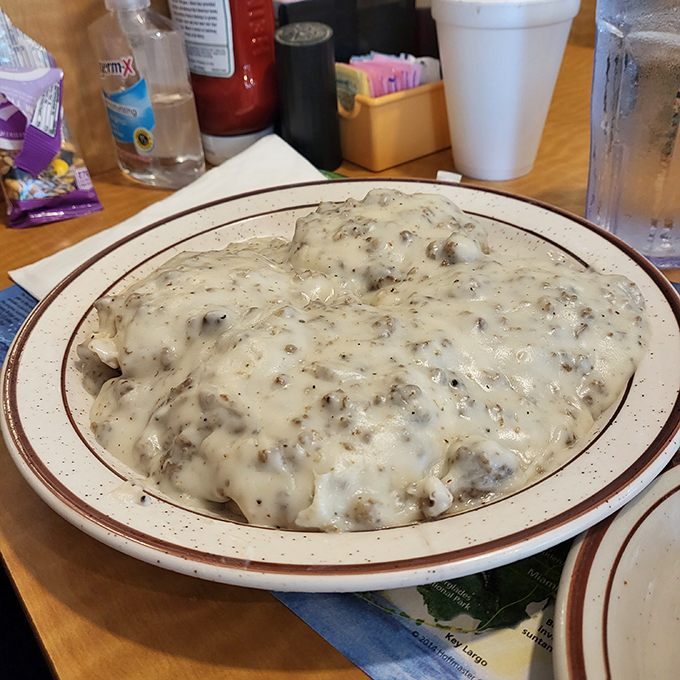 Biscuits and gravy: The South's answer to comfort food. This creamy, peppery blanket of goodness could make even a Yankees fan say "y'all." Photo credit: Laura Bolte