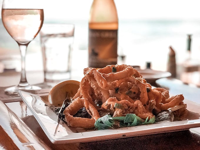 Calamari that's more tempting than a siren's song. These golden rings are calling my name louder than my cardiologist.