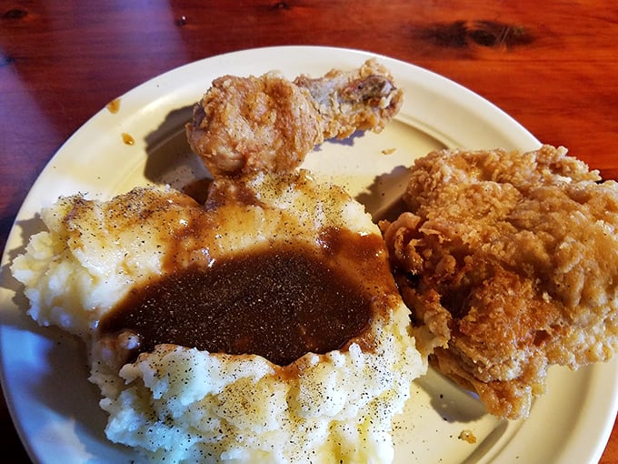 Comfort food perfection on a plate! This chicken dinner could make even Colonel Sanders tip his hat in respect