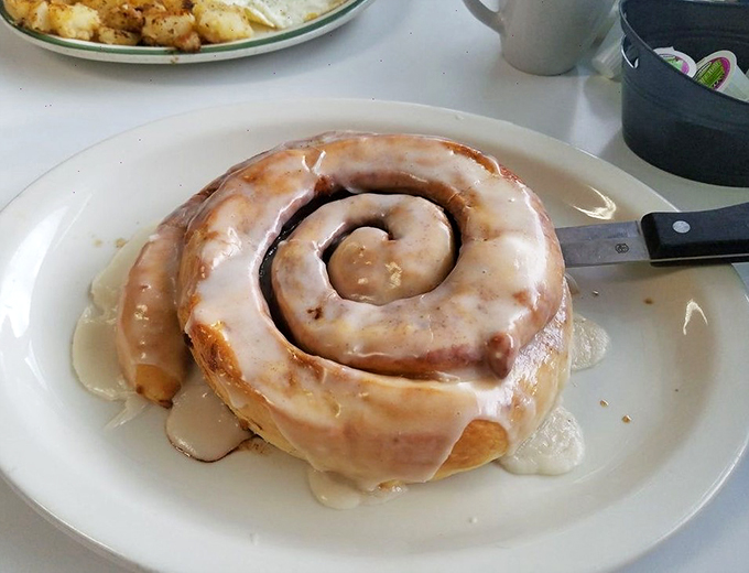 Meet the cinnamon roll that puts gym memberships in jeopardy. This spiral of sugary bliss is like a hug for your taste buds &ndash; resistance is futile!