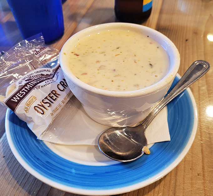 This isn't just soup, it's a warm hug in a bowl. Creamy, dreamy clam chowder that'll make you forget about your worries and your strife.