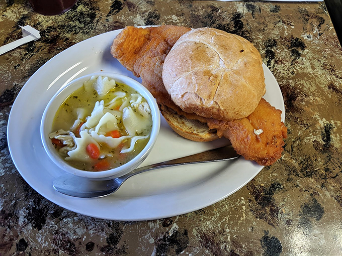 The catch of the day, landlubbers! This fish sandwich is so fresh, you'll swear you can hear seagulls in landlocked Palatka. 